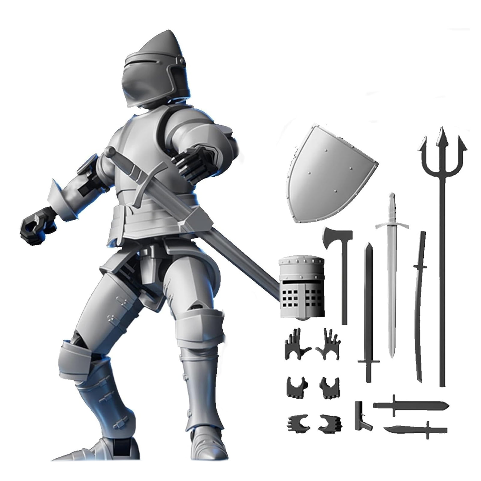 Knight Toy Armor Knight Action Figure with Accessories Movable Joints ...