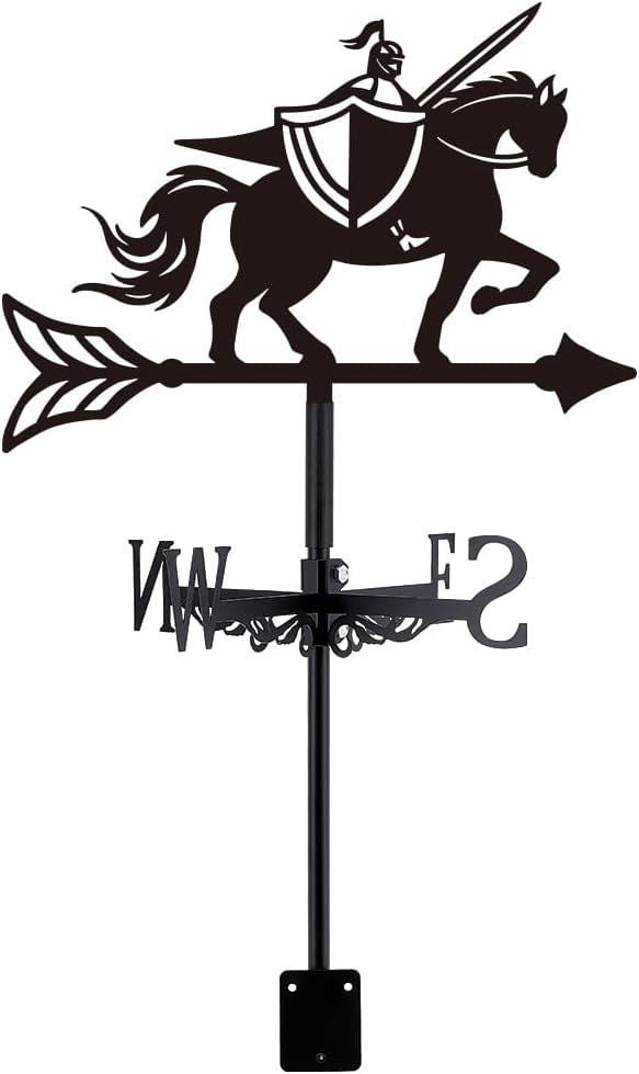 Knight Weather Vane for Roof Black Metal Weathervane Jousting Knight ...