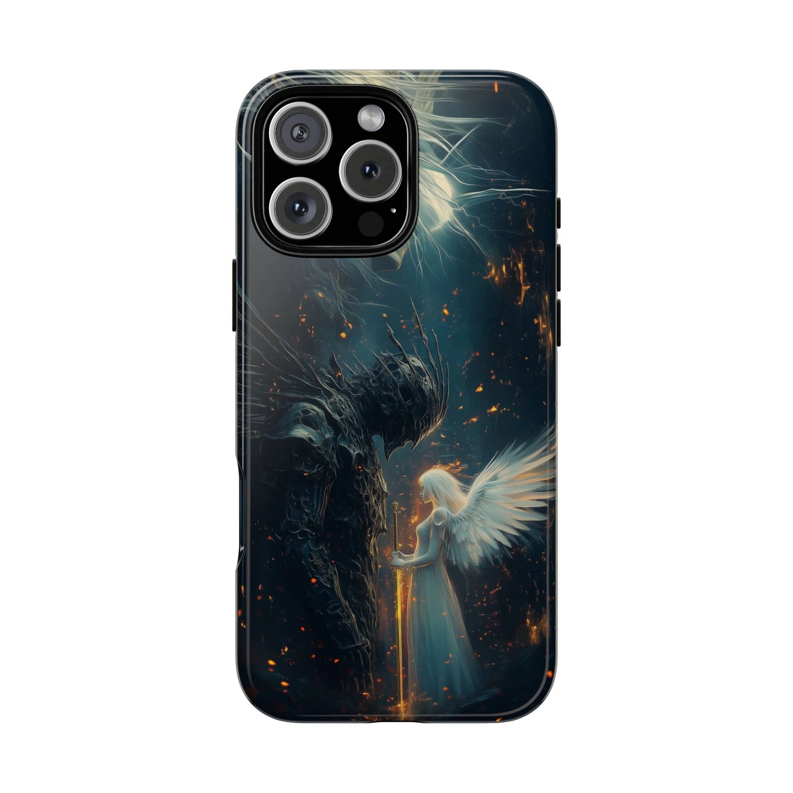 Knight and Angel of Light Fantasy Art Case for iPhone 17 11 12 13 14 15 ...