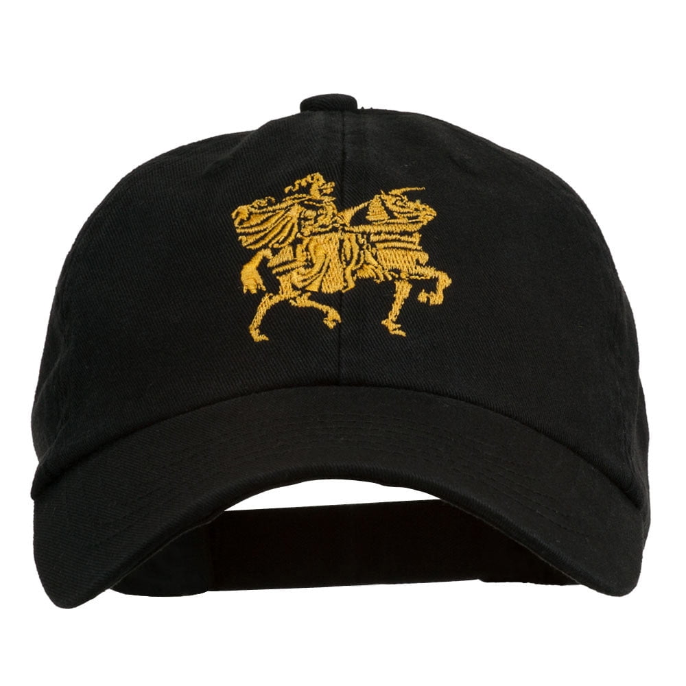 Knight on Horseback Embroidered Washed Cap - Black OSFM - Walmart.com