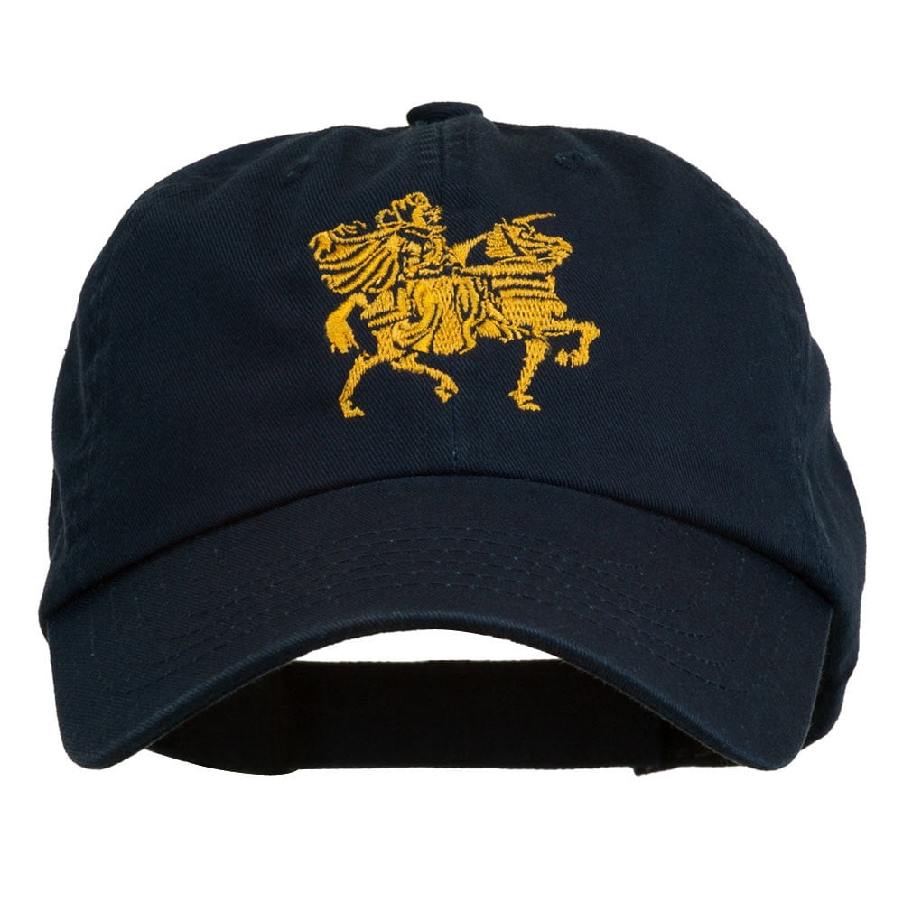 Knight on Horseback Embroidered Washed Cap - Navy OSFM - Walmart.com