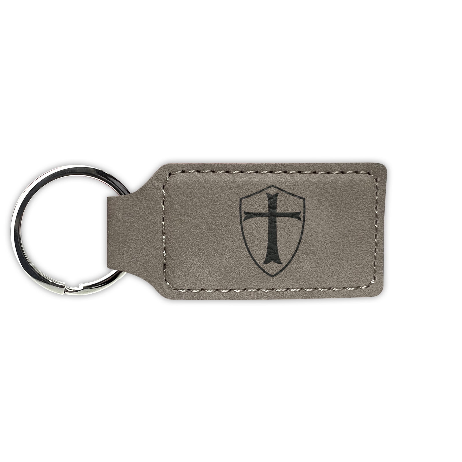 Knight's Templar Shield Keychain Leatherette Rectangle - Laser Engraved ...