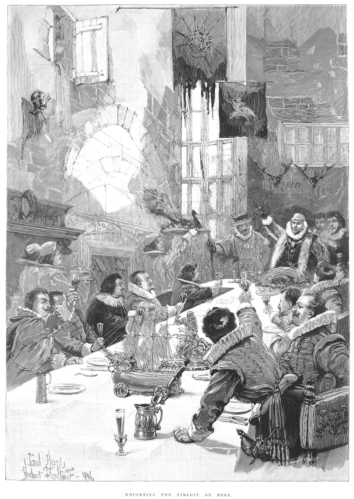 Knighting The Sirloin. Nking Charles Ii Or King James I Knighting The ...