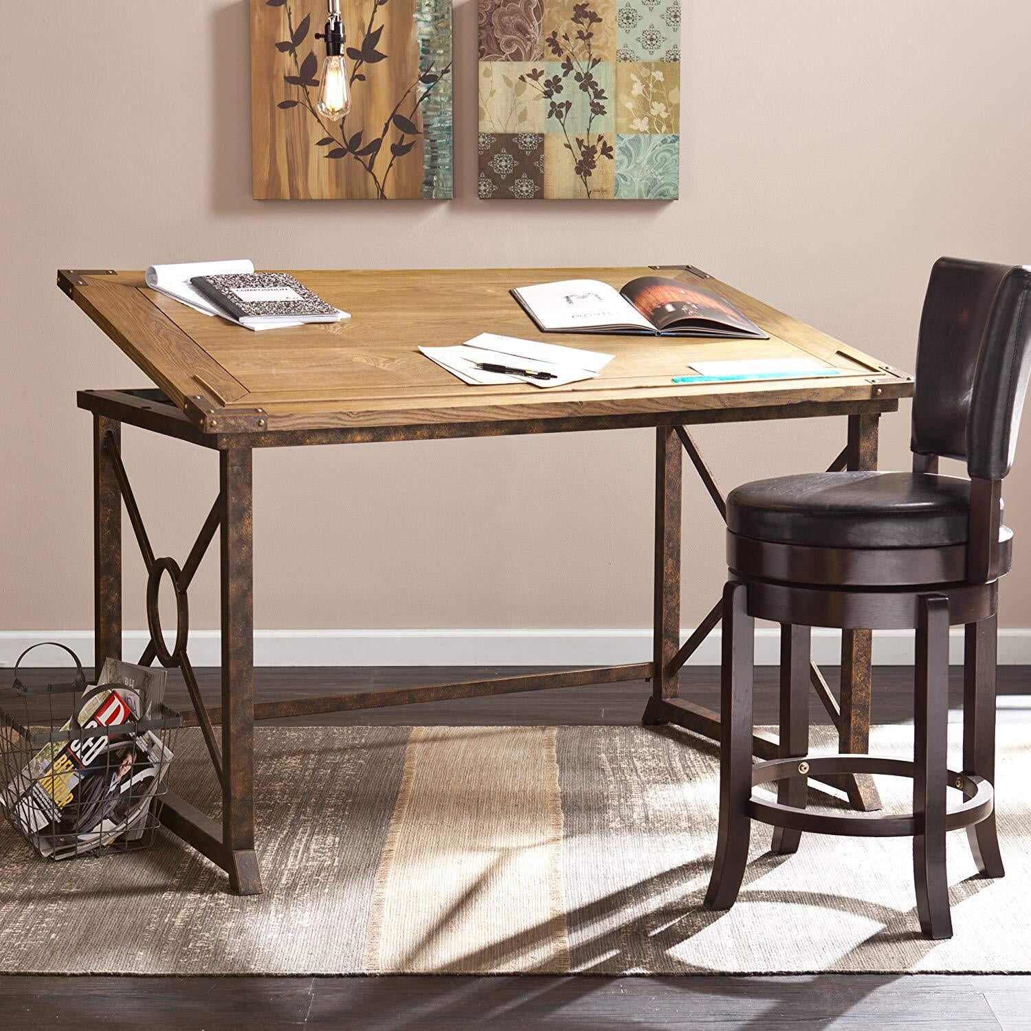 Southern Enterprises Knightley Tilt-Top Drafting Table-Material:Fir ...