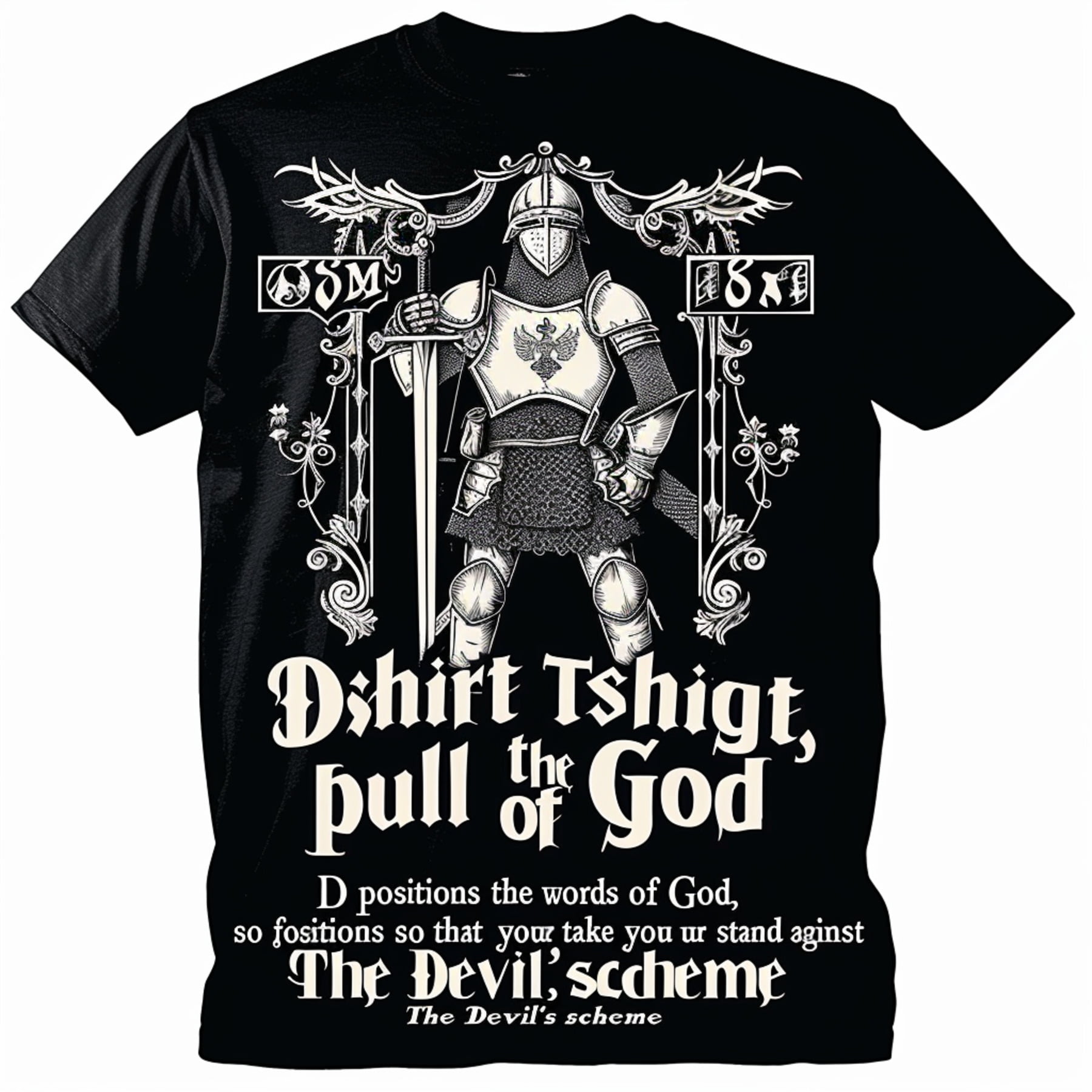 Knightly Armor of God TShirt with Bible Verse Christian Cross and Crown Design by Michel Fun ...