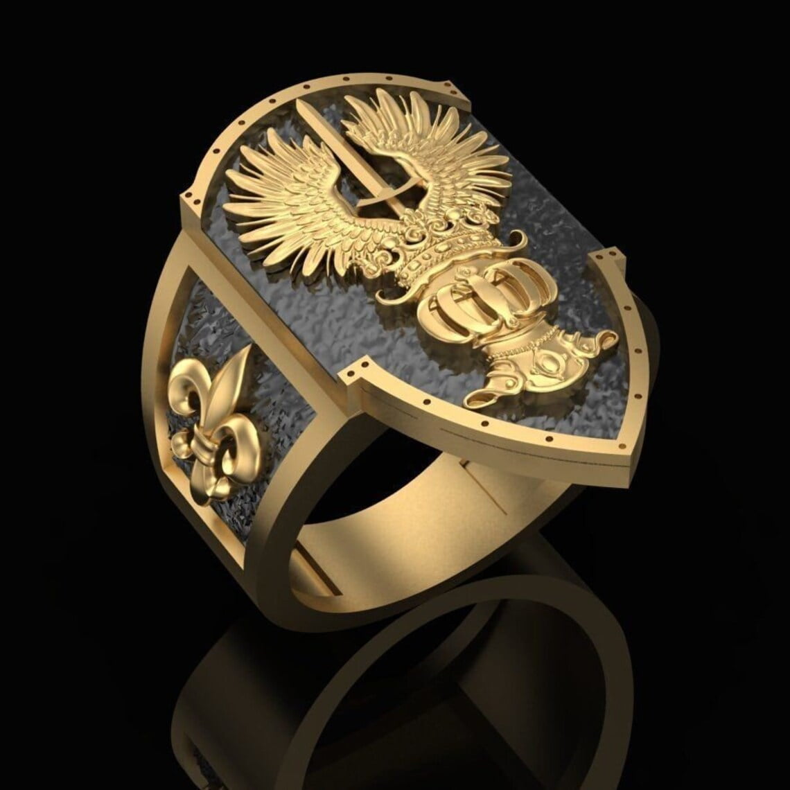 Knights Shield Ring, Knight Rings For Men, Silver Signet Ring, Unique ...