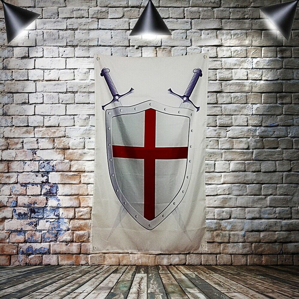 Knights Templar Armor Warrior Banners Flag Canvas Painting Wall Decor ...