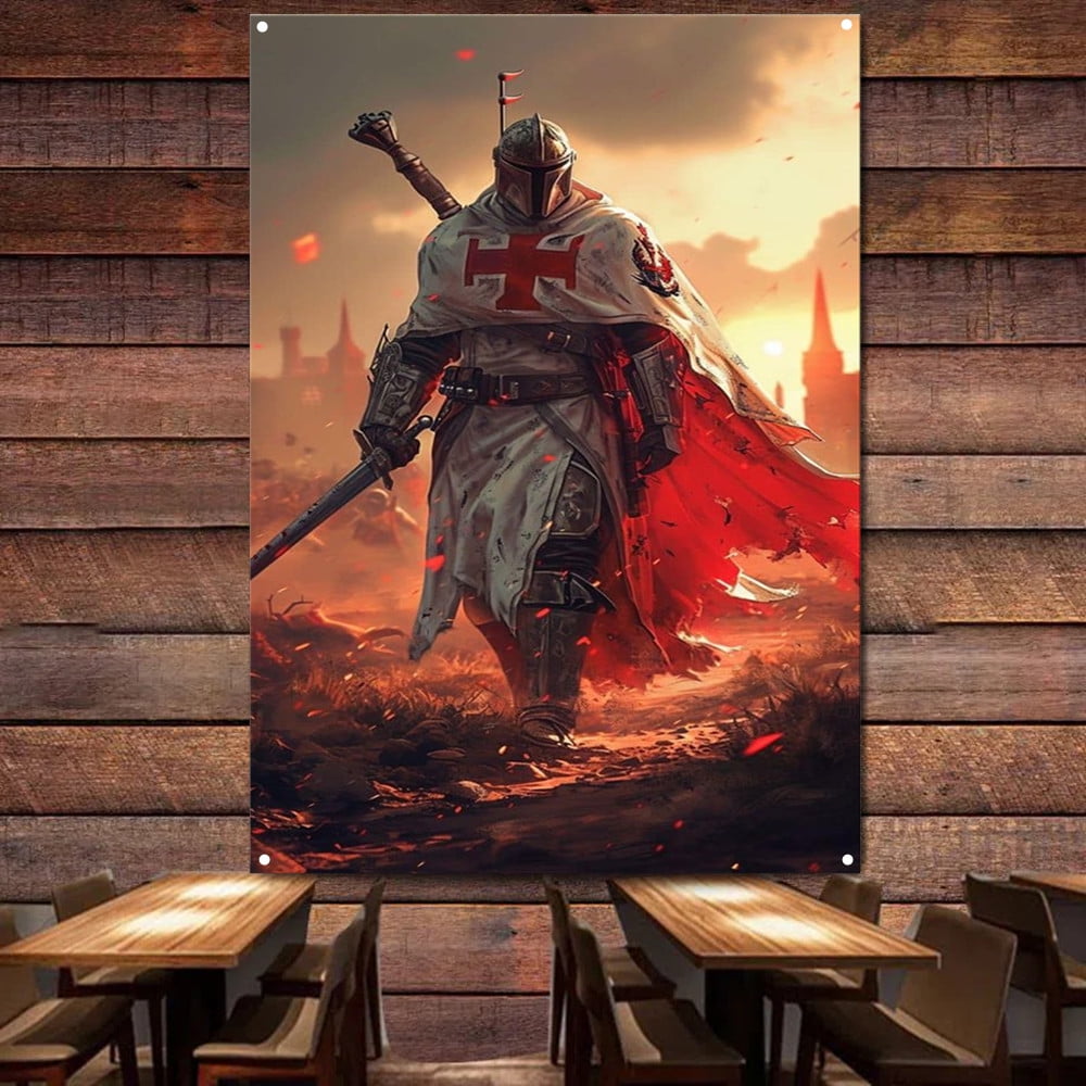 Knights Templar Artwork Tapestry Wall Art Posters Crusader Armor ...