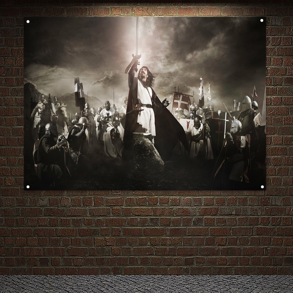 Knights Templar Battle Art Flag Wall Decorative Banner Tapestry 38" x ...