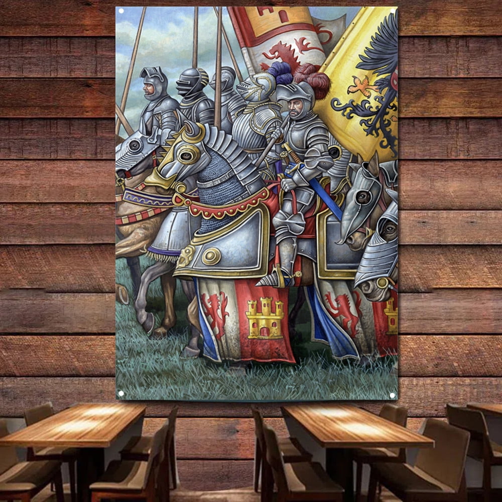 Knights Templar Battle Art Flag Wall Decorative Banner Tapestry ...