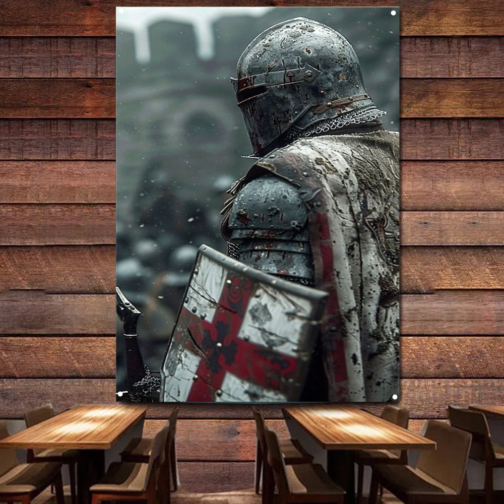 Knights Templar Battle Flag Wall Art Decorative Banner Wall Chart ...