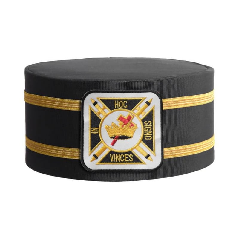 Knights Templar Commandery Masonic Crown Cap - Black with Two Gold ...