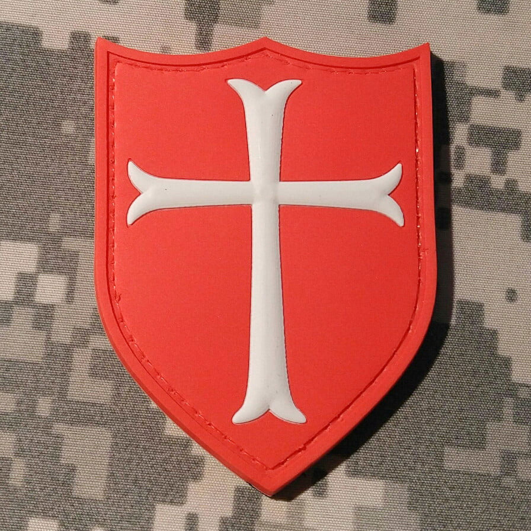 Knights Templar Cross Shield Pvc Morale Patch Velcro Morale Patch By