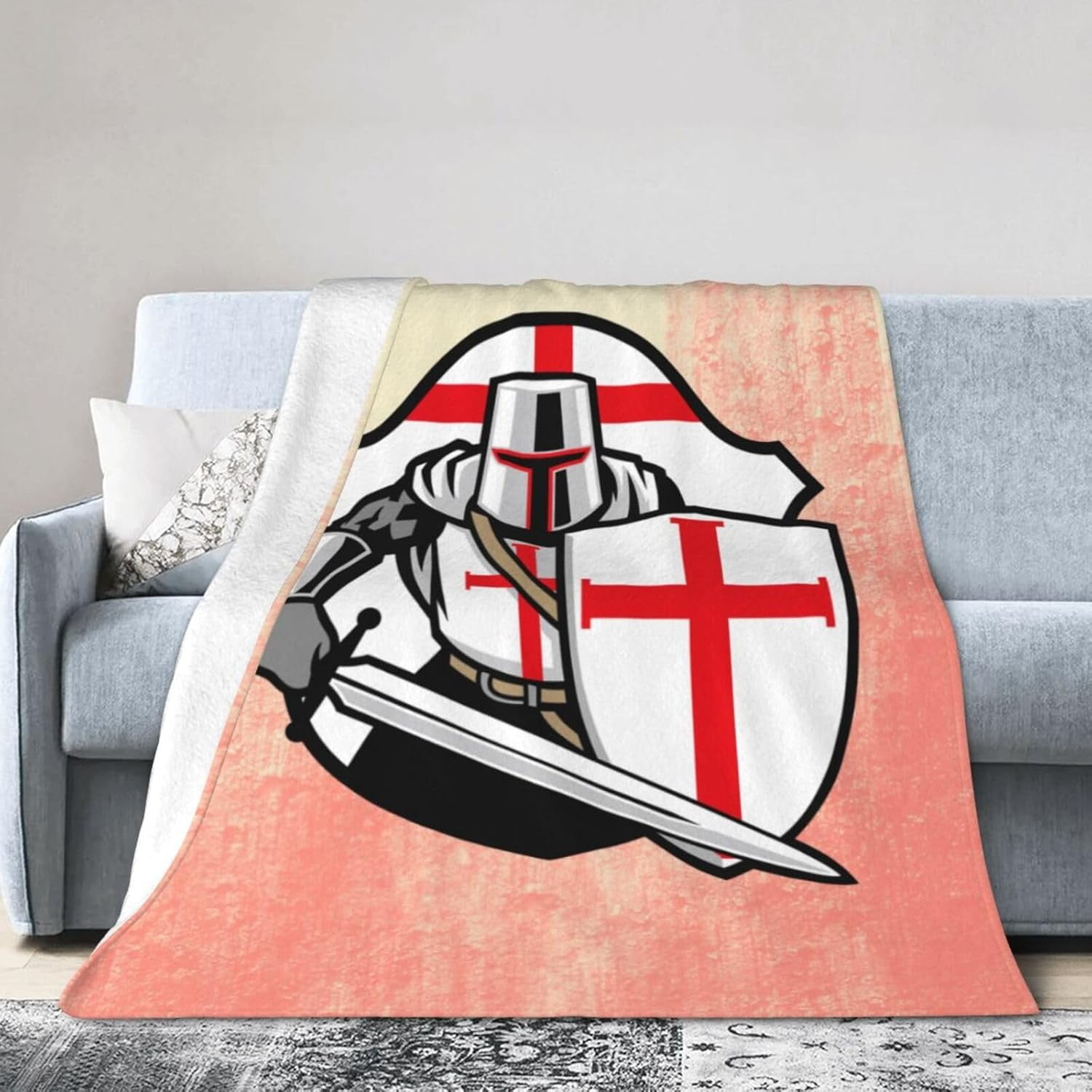 Knights Templar Cross Shield Super Soft Four-Season Thermal Blanket ...