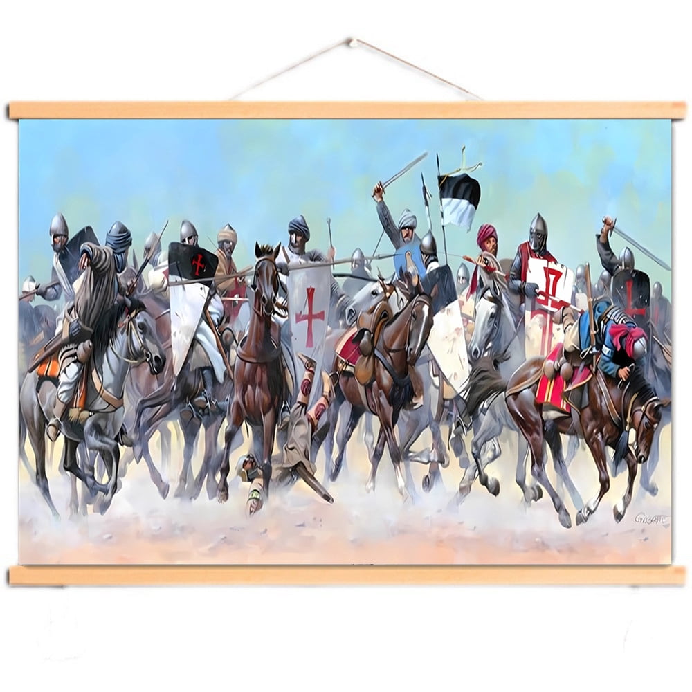 Knights Templar on Horse Art Decor, Crusader Armor Warrior Posters and ...