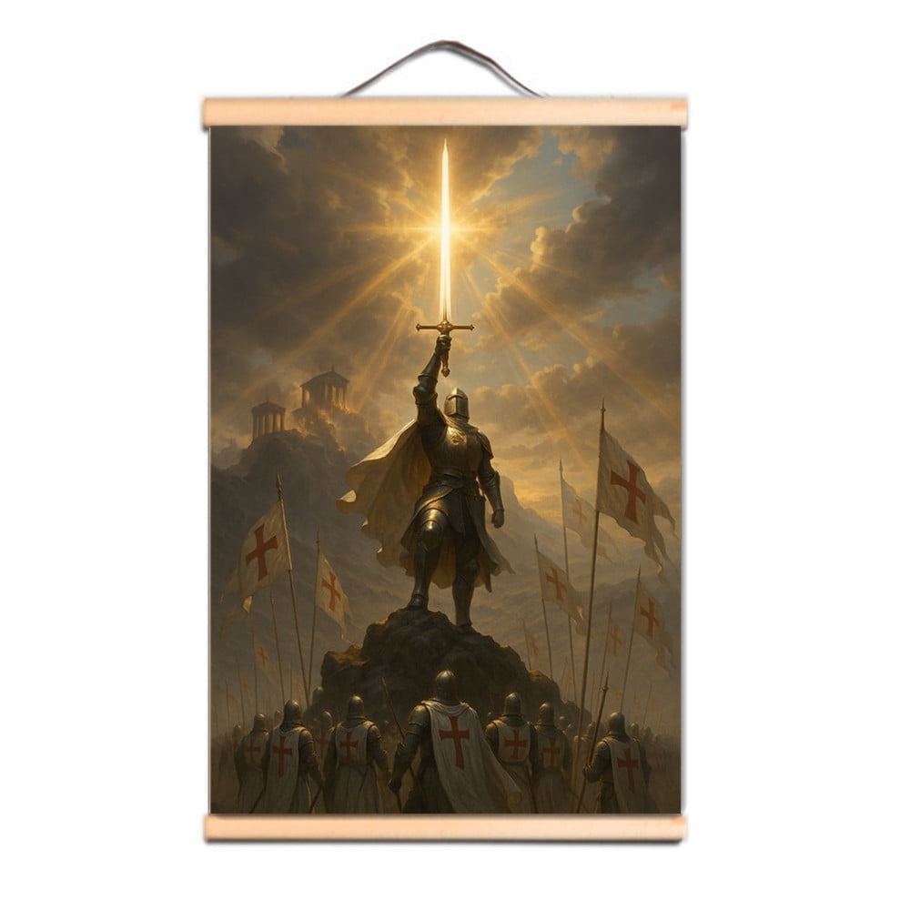 Knights Templar Jesus Tapestry Scroll Painting Wall Hanging Flag Home ...