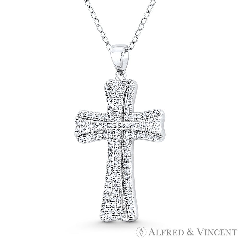 Knights Templar Medieval Cross Cubic Zirconia CZ Crystal 35x18mm (1.4x0 ...
