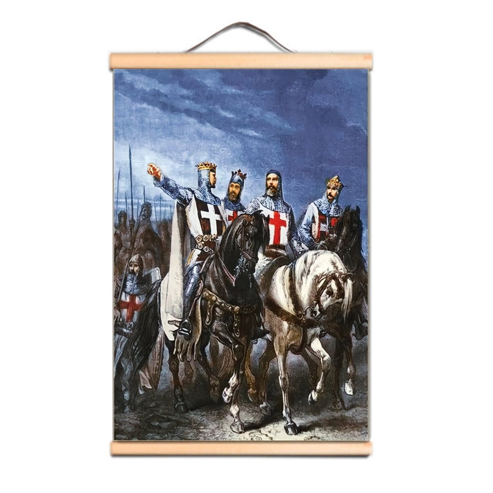 Knights Templar Tapestry Wall Art Decor Banner & Flag Retro Crusader ...