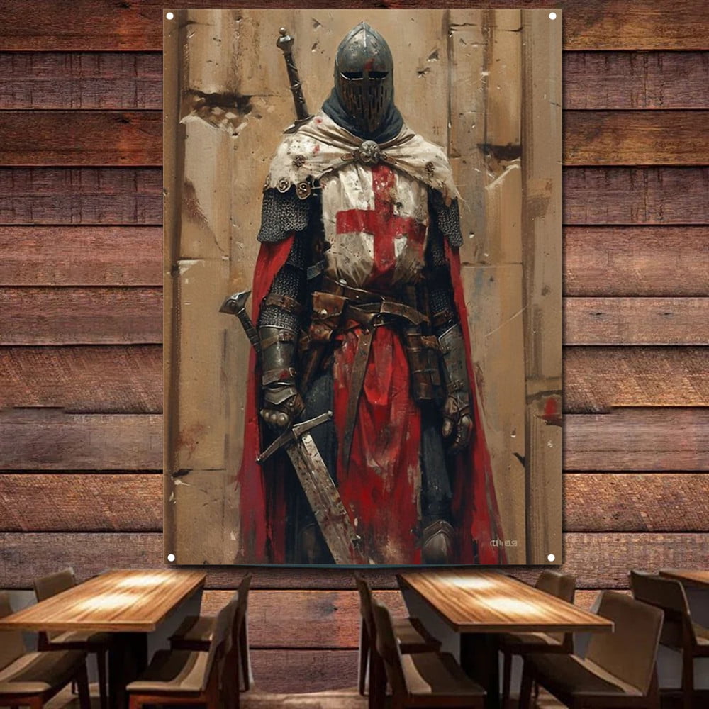 Knights Templar Tapestry Wall Art Posters and Prints Crusader Warrior ...