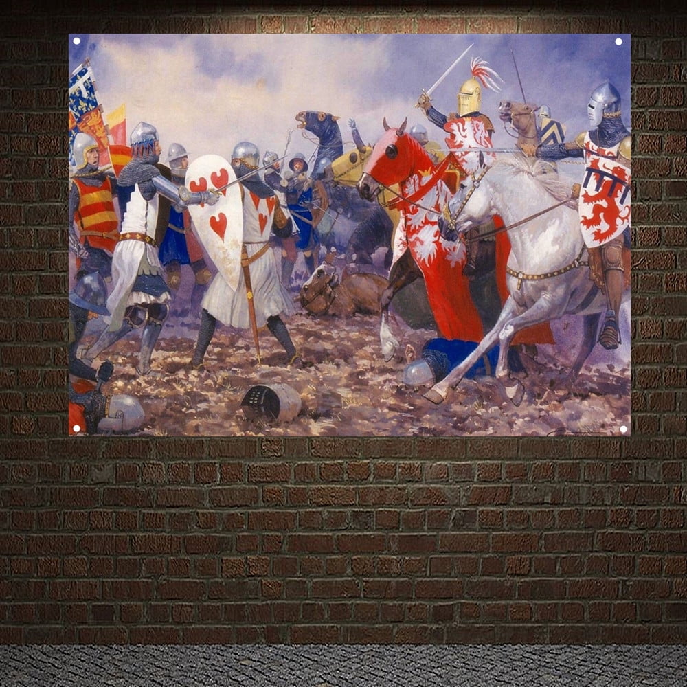 Knights Templar Tapestry Wall Hanging Flag 38" x 57" Medieval Warrior ...