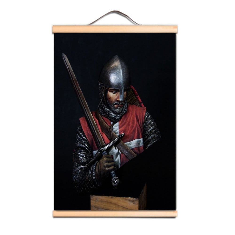 Knights Templar Wall Art Poster Scroll Painting Retro Crusader Warrior ...