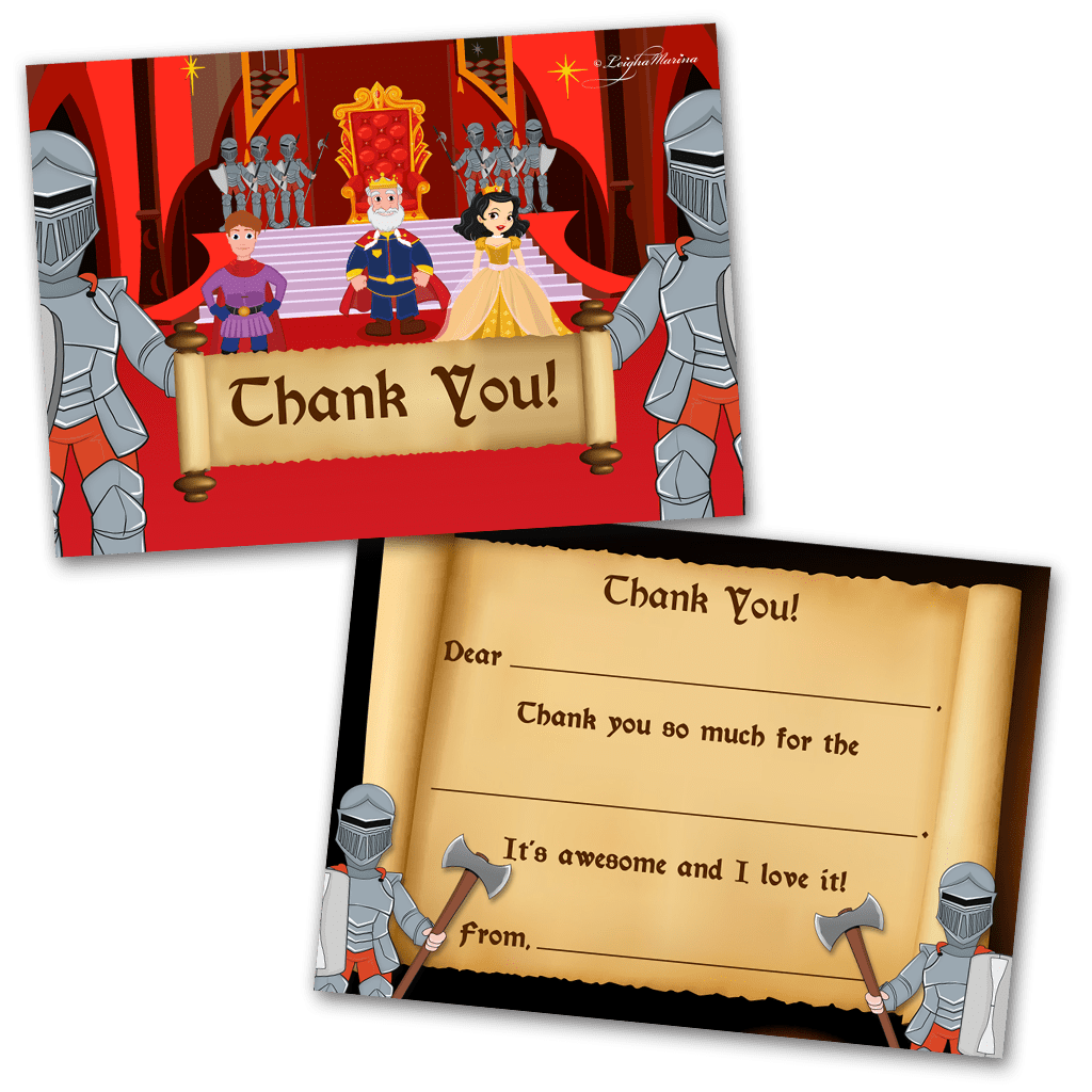Knights Thank You Cards for Kids, 20 Notes & 20 Envelopes - Walmart.com