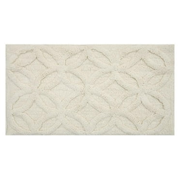 Jean Pierre Cotton Stonewash Racetrack 17x24 in. Bath Rug, White ...