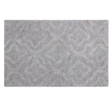 Jean Pierre Cotton Stonewash Racetrack 17x24 in. Bath Rug, White ...