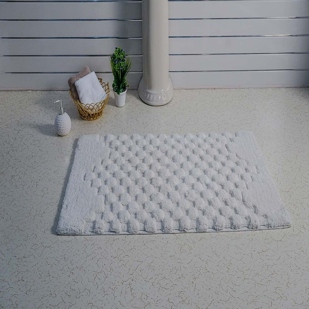 Knightsbridge Luxurious Block Pattern Bath Rug, 100% Cotton, Non-Skid ...