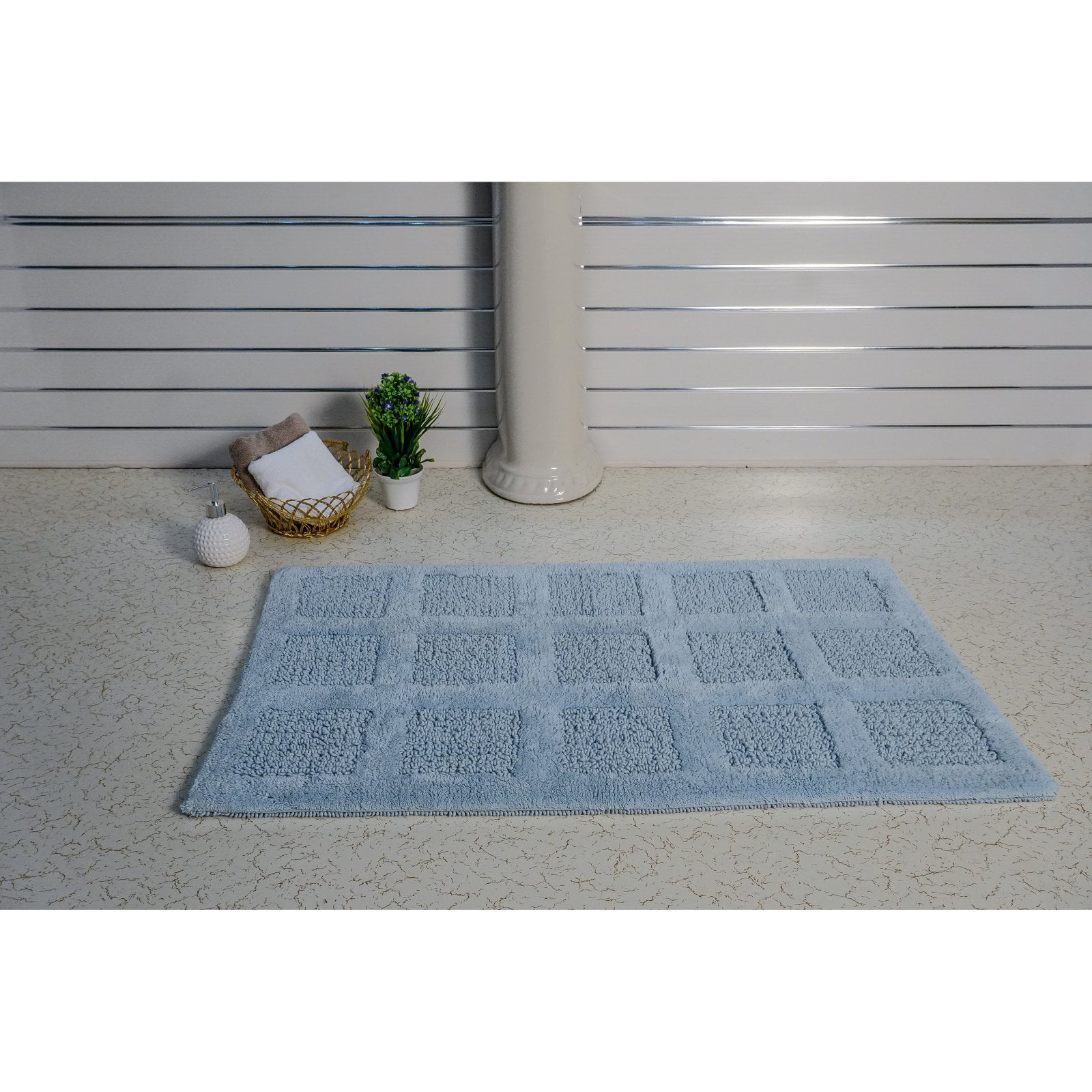 Knightsbridge Square Honeycomb 100% Cotton Reversible Bath Rug 20 X 30 ...