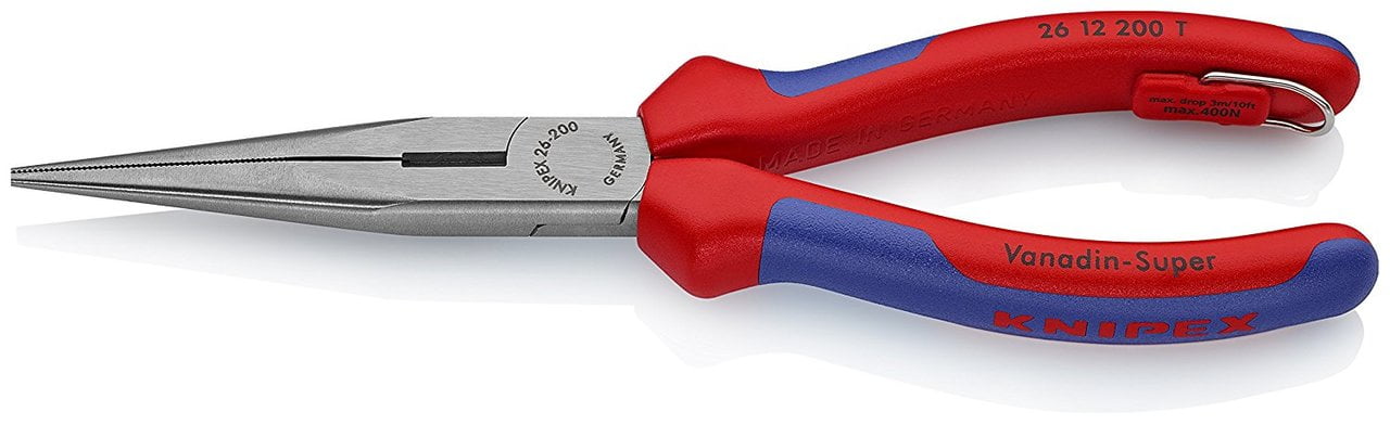 Knipex 2612200TBKA 8" Long Nose Pliers with Cutter, Tether Attachment ...