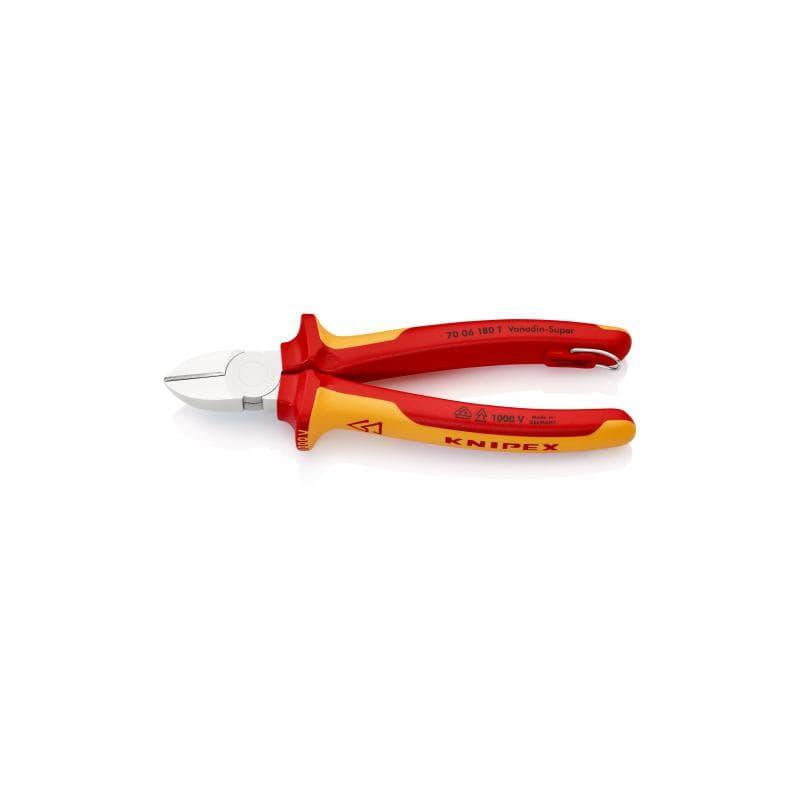 Knipex 70 06 180 T Diagonal Cutters-1000V Insulated-Tethered Attachment ...