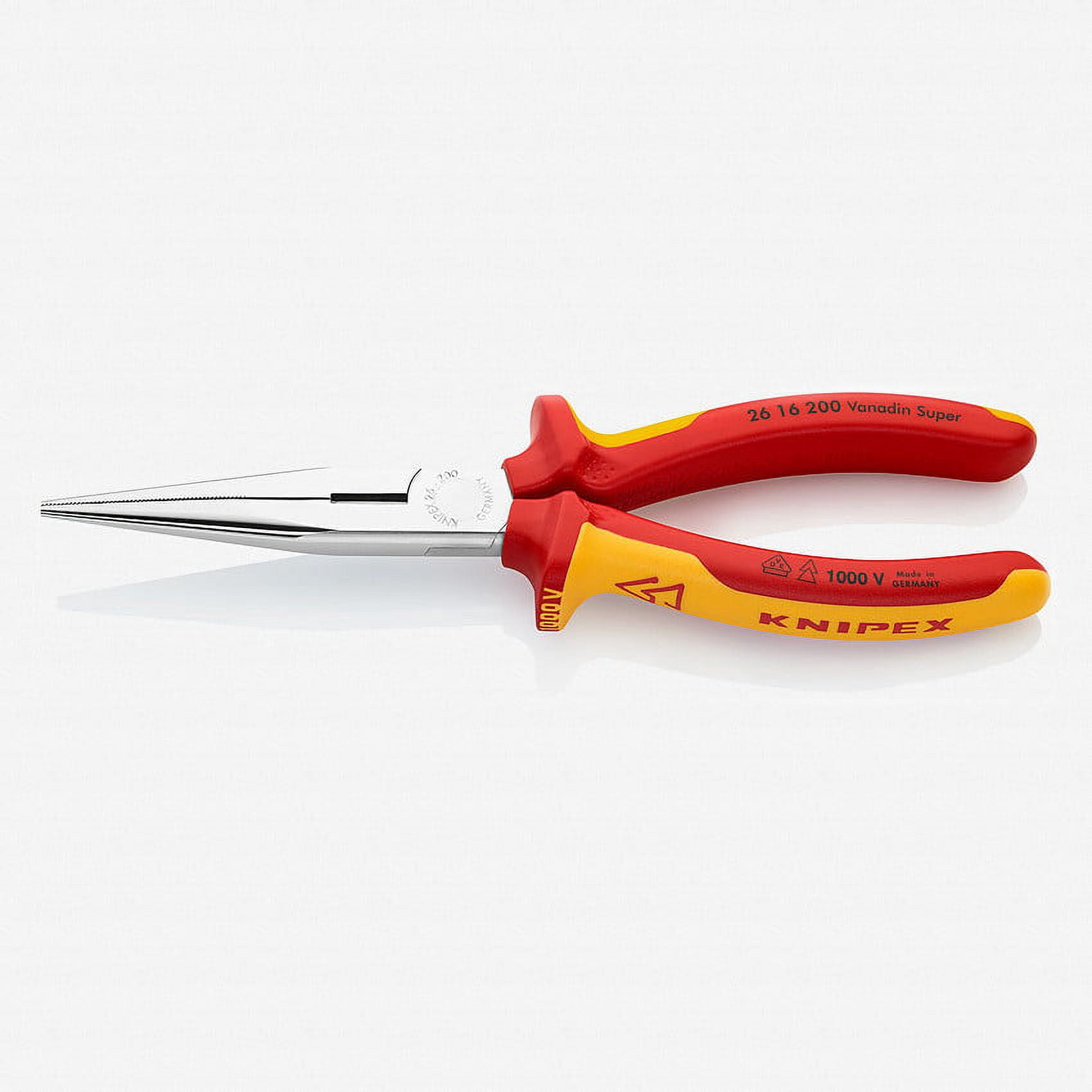 Knipex 8" Snipe Nose Side Cutting Pliers (Stork Beak Pliers) - Chrome ...