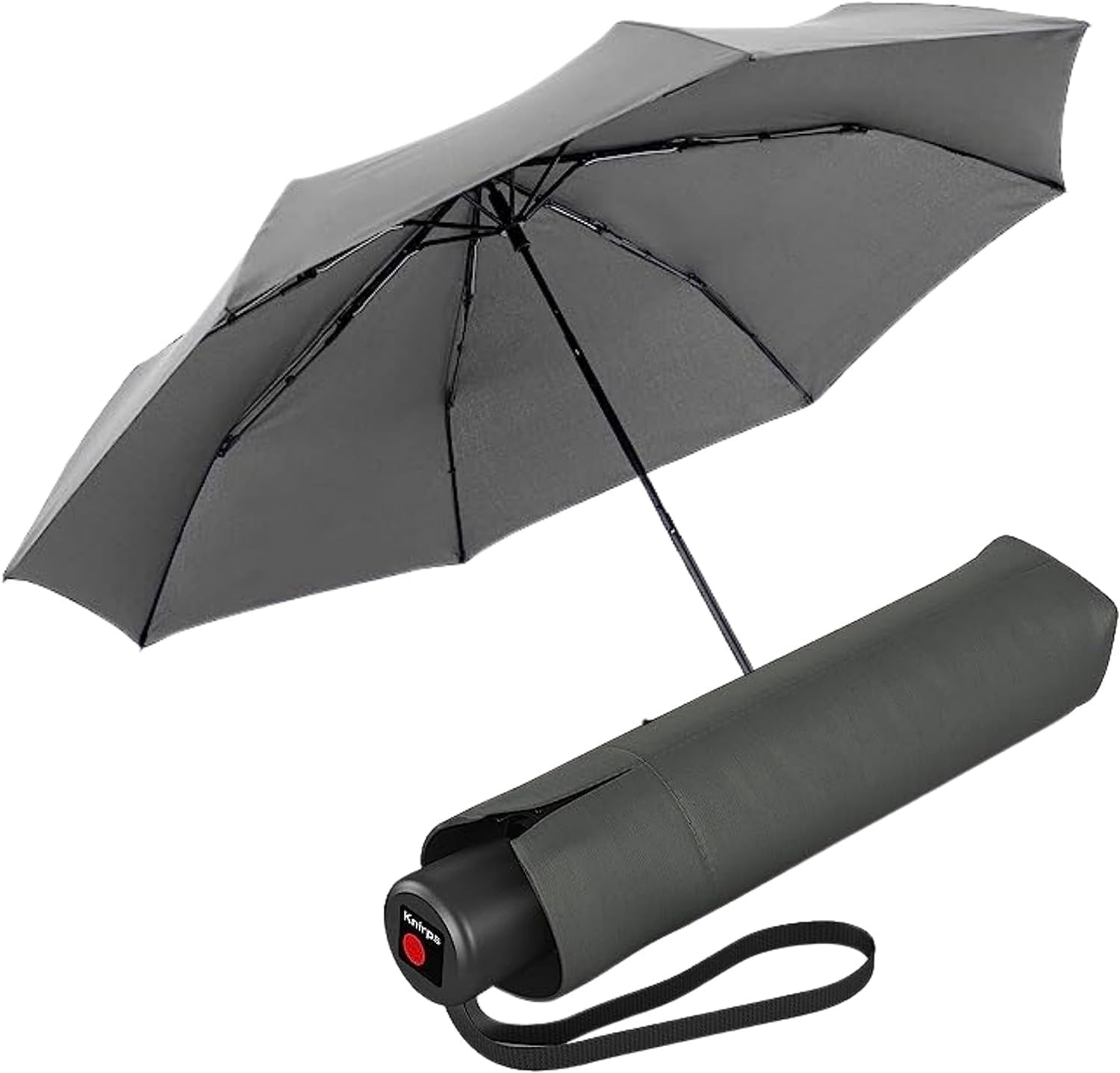 Knirps AS.050 Slim Manual Compact Umbrella with Case, 98cm, Dark Grey ...
