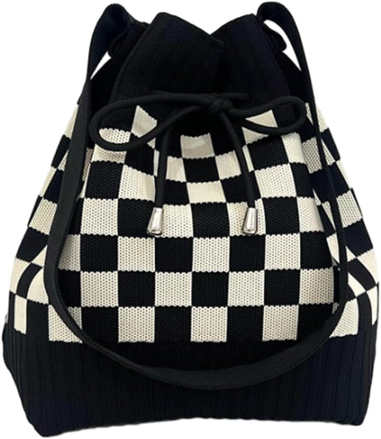 Knit Bucket Bag Women 2025 Trendy Spring Crochet Knitted Drawstring ...