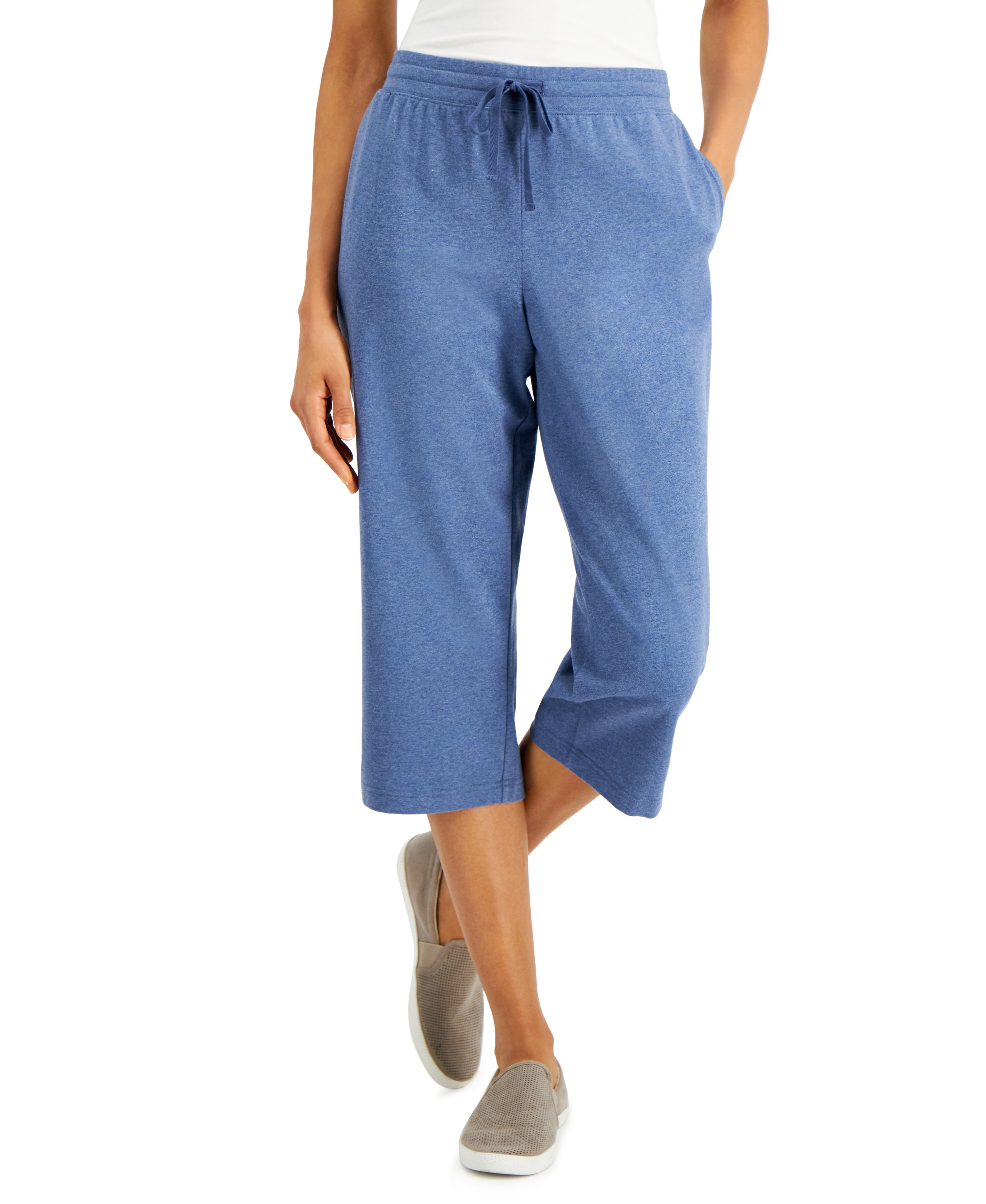 Knit Capri Pull on Pants Heather Indigo XXL - Walmart.com
