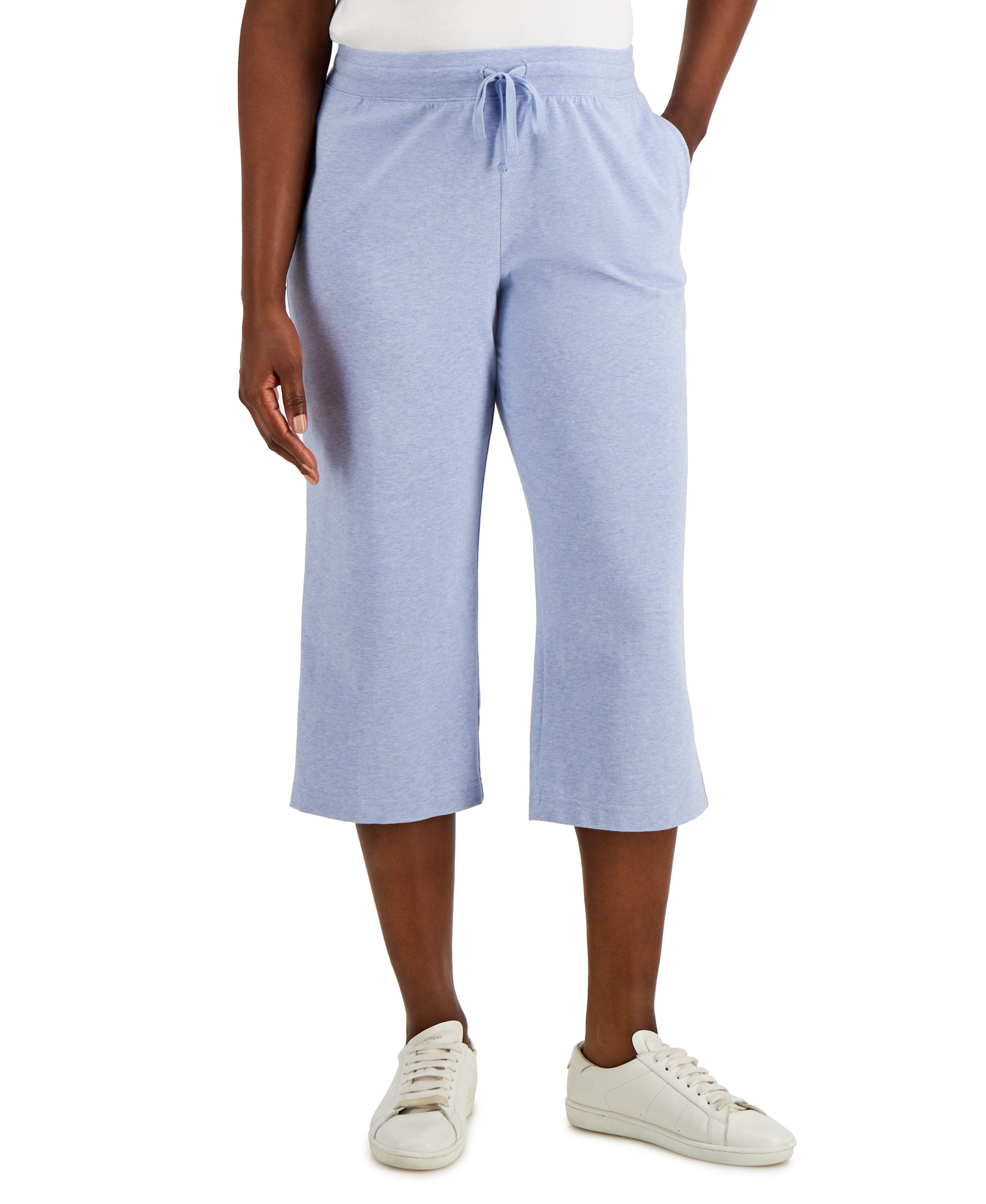 Knit Capri Pull on Pants Light Blue Heather XS - Walmart.com