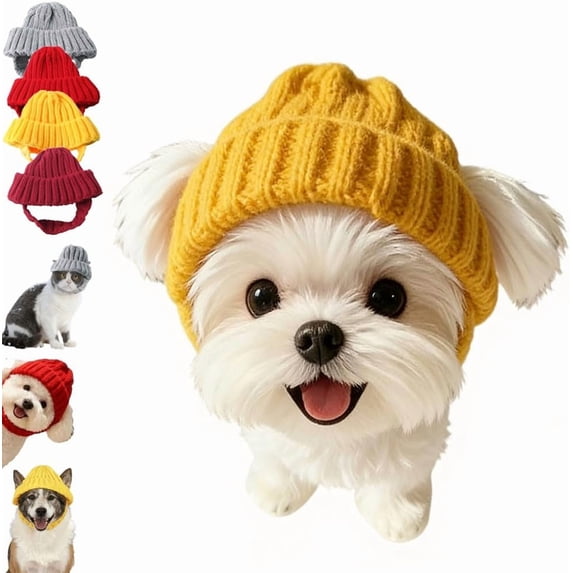 Knit Dog Beanie with Ear Flaps – Warm Winter Hat, Stretchy Knit Soft ...