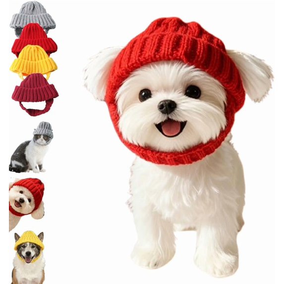 Knit Dog Beanie with Ear Flaps – Warm Winter Hat, Stretchy Knit Soft ...