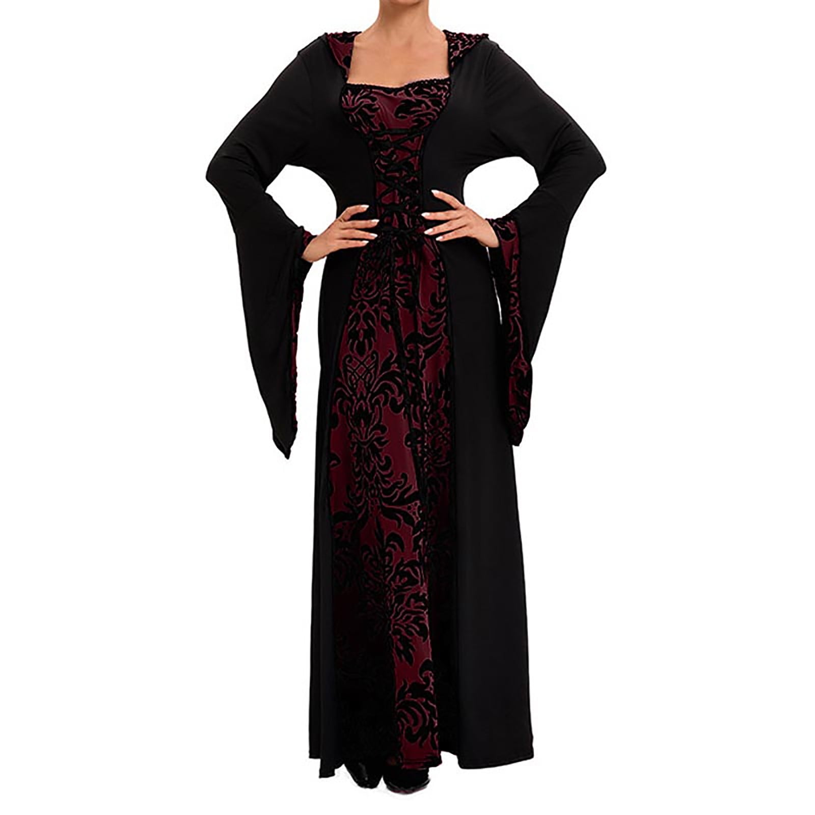 Knit Dress Medieval Dress Rules Hemline Double Women's Stand Collar Big ...