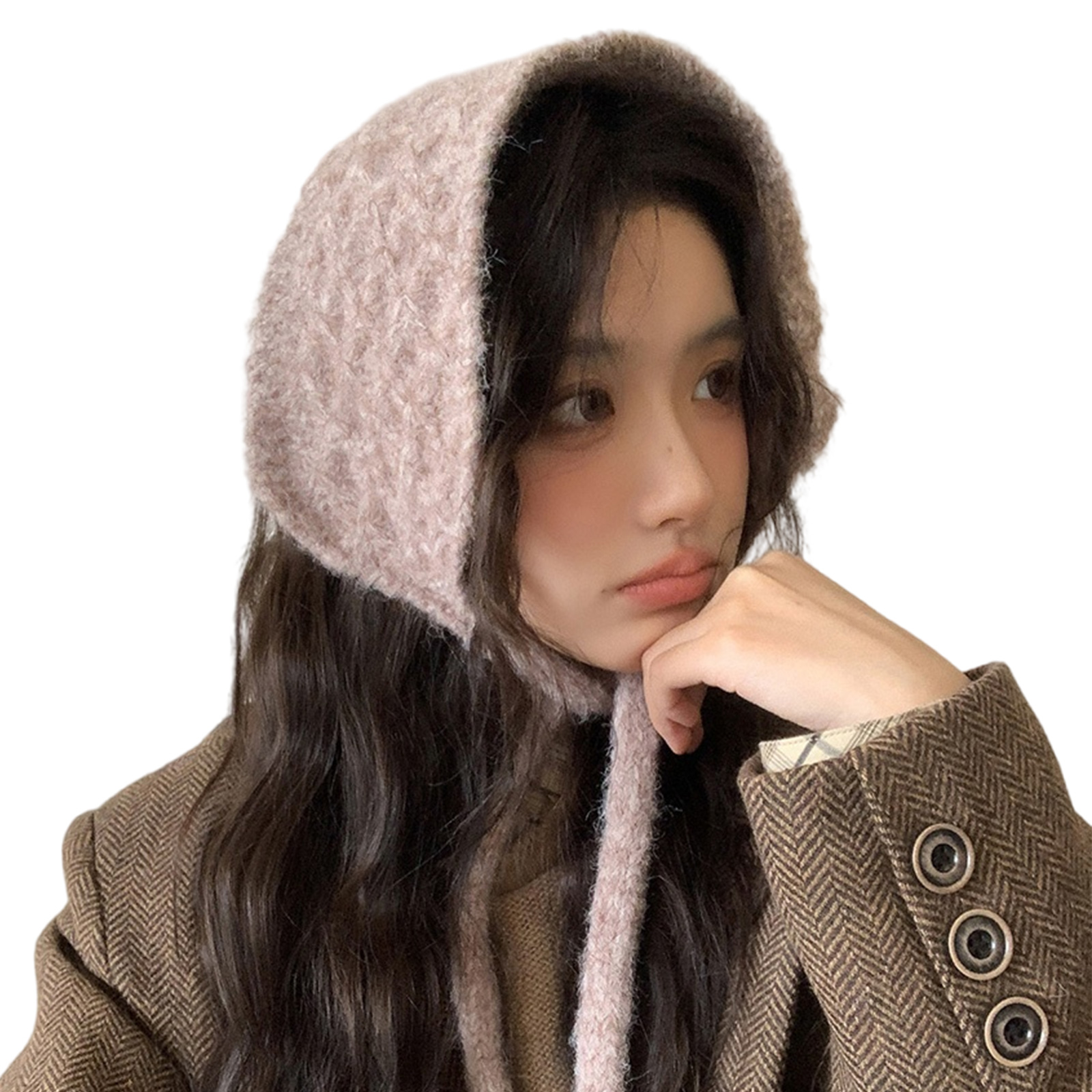 Knit Ear Warmers with Tie Ear Muffs Cold Weather Insulated Outdoor for ...