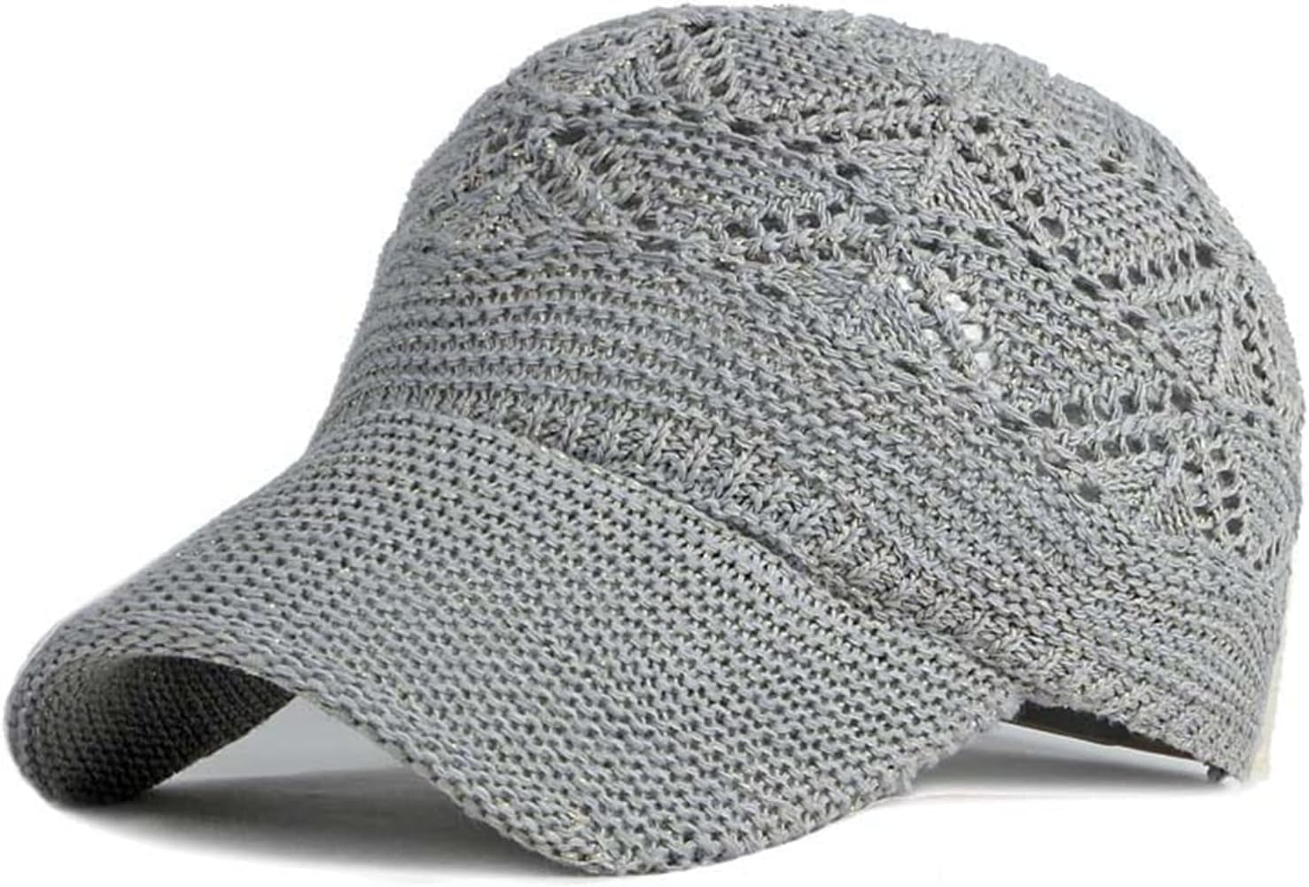 Knit Floral Crochet Packable Knit Baseball Cap Lightweight Cutout ...