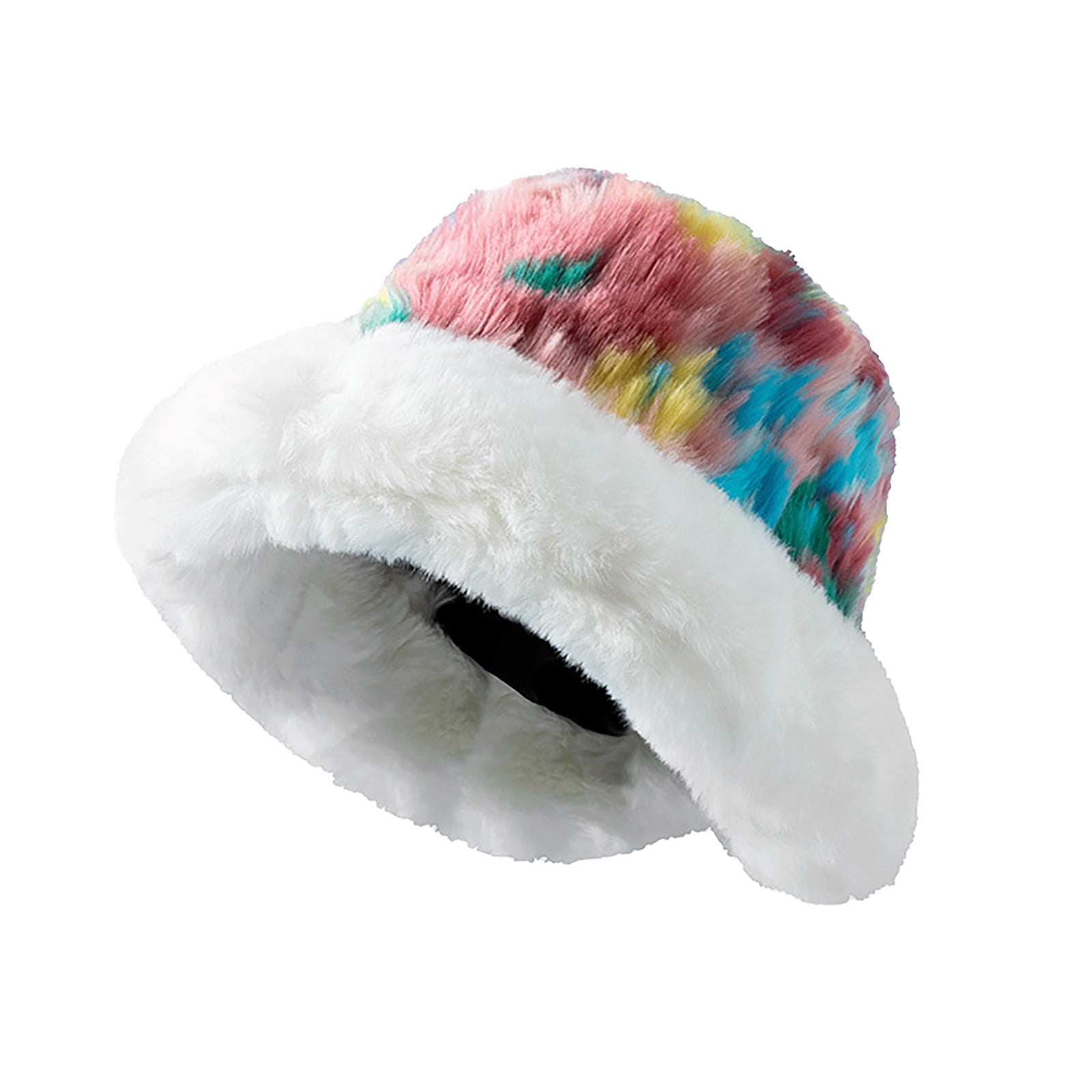 Knit Hats,Fuzzy Hat Women's Autumn and Winter Color Blocking Warm Furry ...