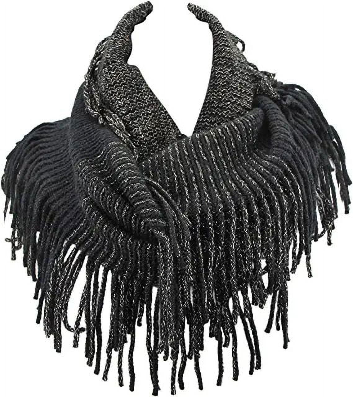 Knit Infinity Scarf – Women Woolen Warm Scarf with Fringes – Circle ...