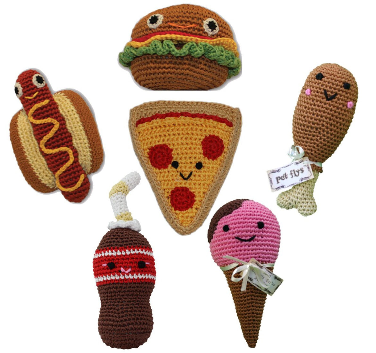 Knit Knacks Organic Cotton Pet Dog Toys, "Food Collection" (Choose from ...
