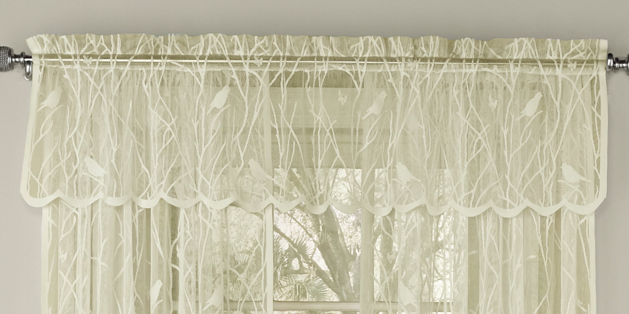Knit Lace Song Bird Kitchen Window Curtain 24", 36" Tier Pair, 36" Swag ...