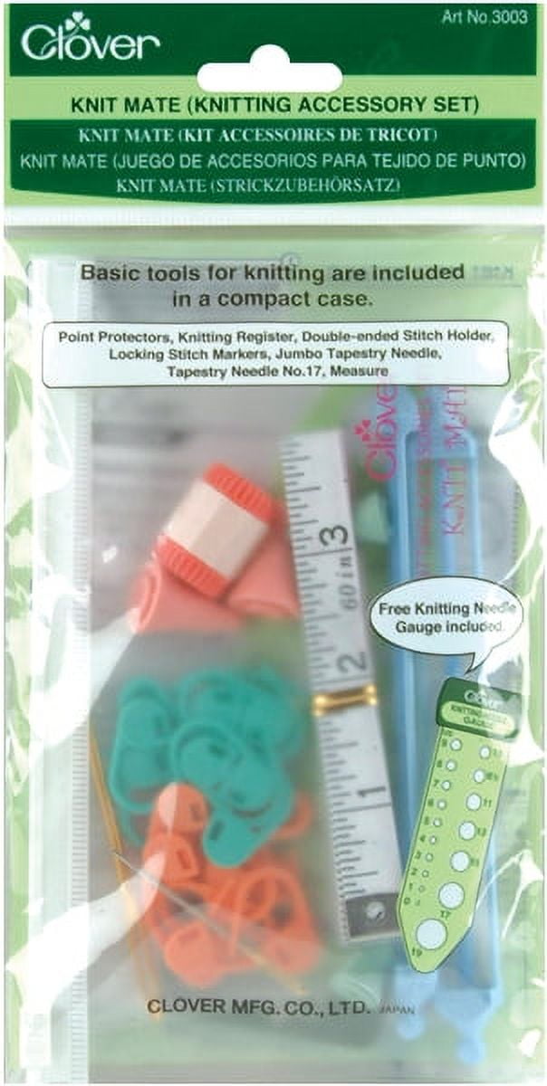 CLOVER KnitMate Accessory Set, Multi-Colored Knitting Tools, Compact ...