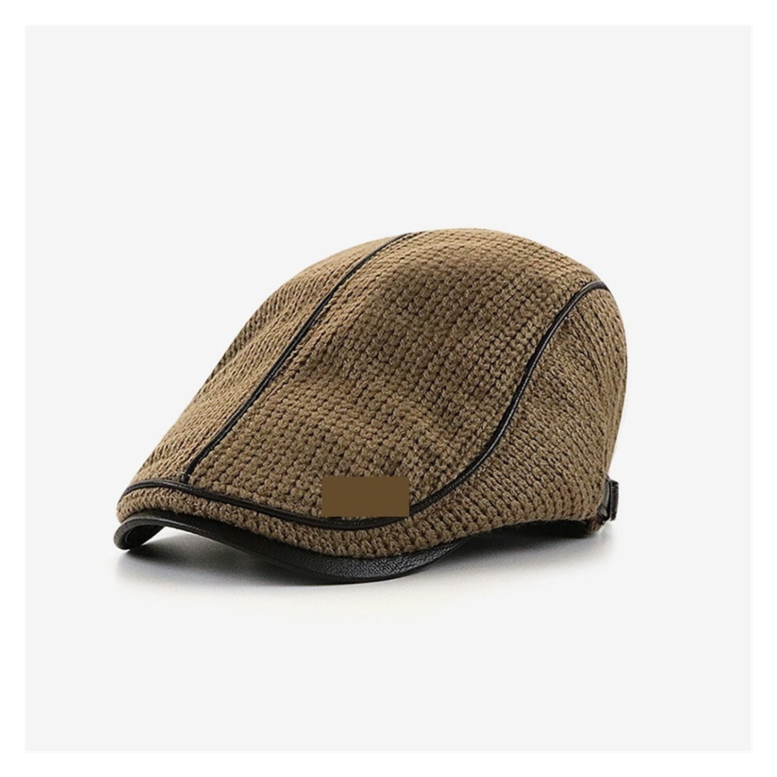 Knit Newsboy Cap PU Leather Flat Cap Adjustable Beret Cap Newsies Hat ...