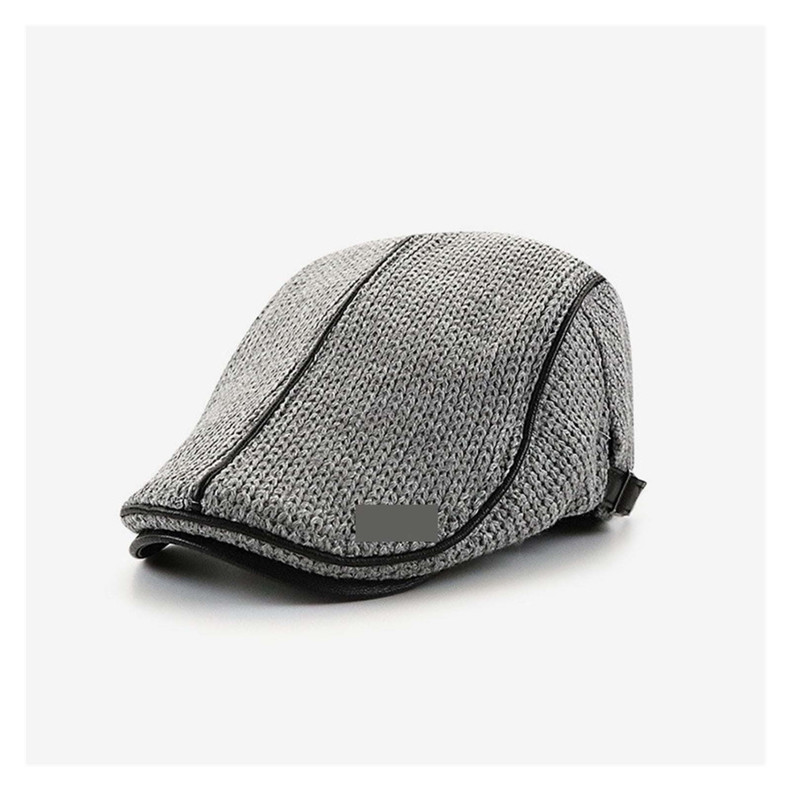 Knit Newsboy Cap PU Leather Flat Cap Adjustable Beret Cap Newsies Hat ...