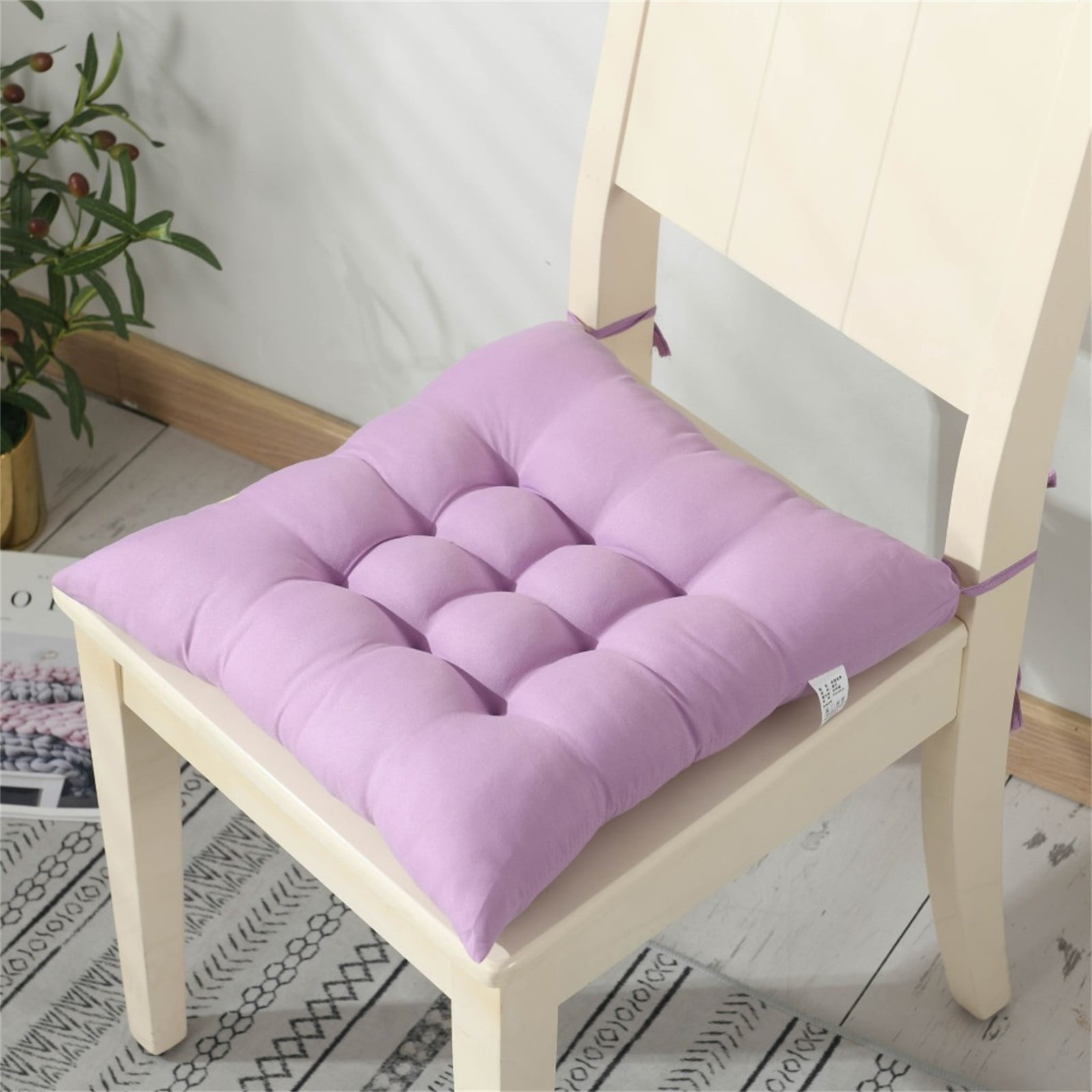 Knit Ribbed Seat Cushion Cotton 2025 With Straps Thickened Chair ...